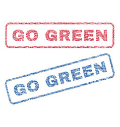 Go green textile stamps Royalty Free Vector Image