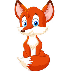Cartoon fox look back Royalty Free Vector Image