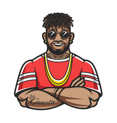 Joyful man with banknotes money in his hands Vector Image