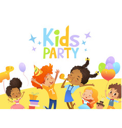 Happy african-american kids with the balloons and Vector Image
