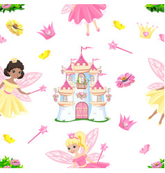 Fairytale background with princess castle Vector Image