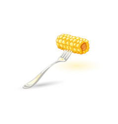 Cartoon corn noggin on fork Royalty Free Vector Image