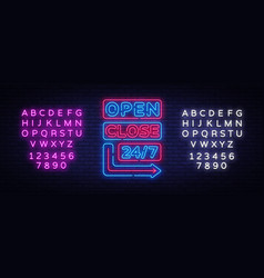Open close neon signs neon signboards Royalty Free Vector