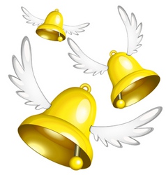 Christmas bells with bow and berries holiday Vector Image