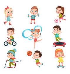 Boy character in sports uniform playing football Vector Image
