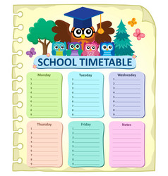 Weekly school timetable subject 7 Royalty Free Vector Image