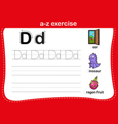 Alphabet letter d-dinosaur exercise with cartoon Vector Image