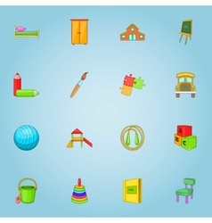 Kindergarten symbol icons set flat style Vector Image