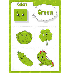 Learning colors green color flashcard for kids Vector Image