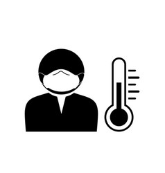 Stick figure patient illness with mask and Vector Image