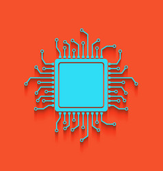 Cpu microprocessor sticker style icon Royalty Free Vector