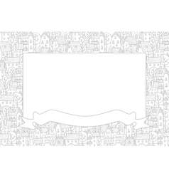 Greeting card with city pattern and a window for Vector Image