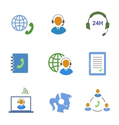 Call center service icons set contacts mobile Vector Image