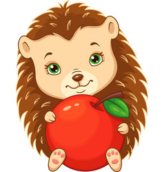 Hedgehog with apple Royalty Free Vector Image - VectorStock