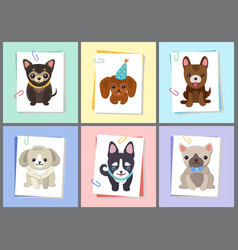 Puppies and dogs poster set Royalty Free Vector Image