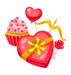Valentines day muffin with hearts Royalty Free Vector Image