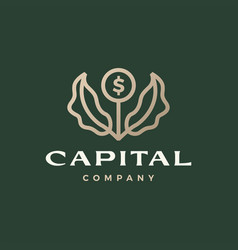 Coin leaf sprout money grow investment logo icon Vector Image