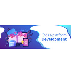 Cross-platform play concept banner header Vector Image