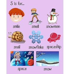 Different words begin with letter s Royalty Free Vector