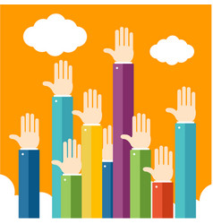 Raised up hands people vote hands Royalty Free Vector Image