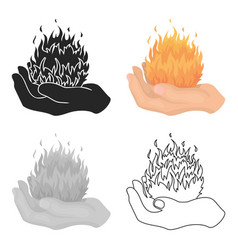 Fire spell icon in cartoon style isolated on white