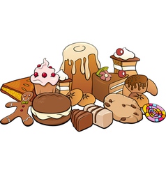 Sweets group cartoon Royalty Free Vector Image