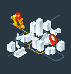 3d map isometric city Royalty Free Vector Image