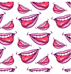 Pink lip licking lips Royalty Free Vector Image
