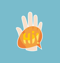 Girl hi sticker for messenger label icon colorful Vector Image