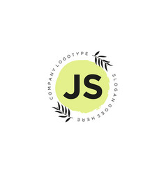 Js initial handwriting logo with circle template Vector Image