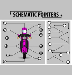Schematic pointers extension lines to indicate Vector Image