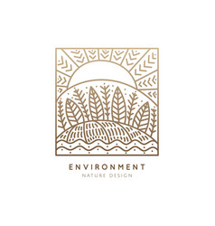 Surfing island line art logo design minimalist Vector Image