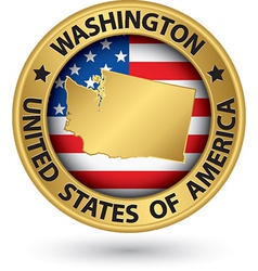 Washington state gold label with state map Vector Image