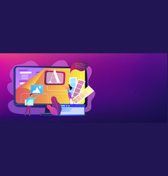 Low code development concept banner header Vector Image