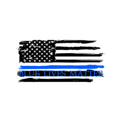 Thin blue line us flag gun police blue line Vector Image