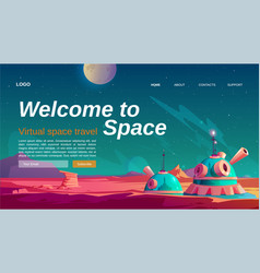 Landscape planet mars with colony base Royalty Free Vector