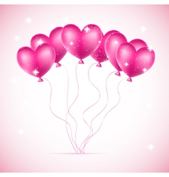 Heart balloons bunch and golden glitter stars Vector Image