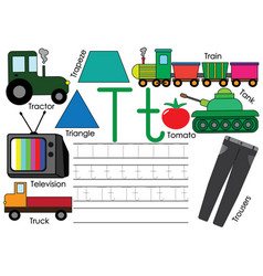 Letter t education for children learning english Vector Image