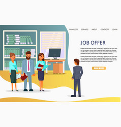 Job offer landing page website template Royalty Free Vector