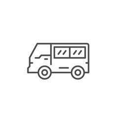 Mini van outlined sketch isolated symbol Vector Image