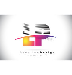 Lp l p brush logo letters with red and black Vector Image
