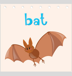 Wordcard for wild bat Royalty Free Vector Image