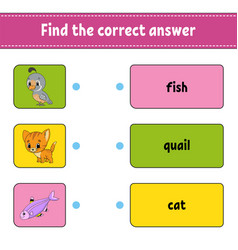 Find correct answer draw a line learning Vector Image