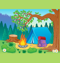Camping theme frame 1 Royalty Free Vector Image