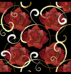 Elegance 3d roses flowers embroidered rose Vector Image