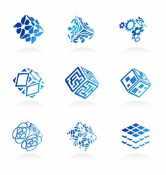Network cube icons set Royalty Free Vector Image