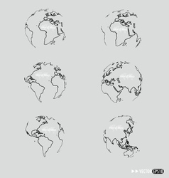 Set of modern globe drawing concept Royalty Free Vector