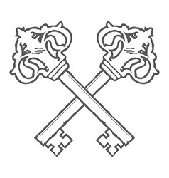 Set of crossed keys design elements Royalty Free Vector