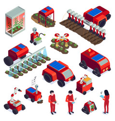 Farm isometric 3d icons set Royalty Free Vector Image