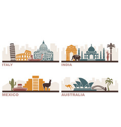 Icons world tourist attractions and architectural Vector Image